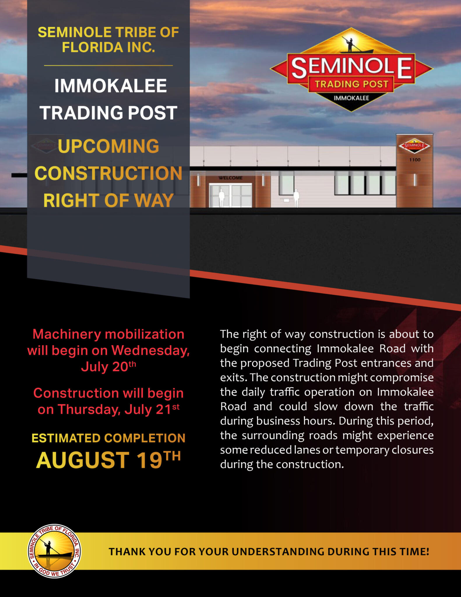 Announcement: Immokalee Trading Post construction • The Seminole Tribune