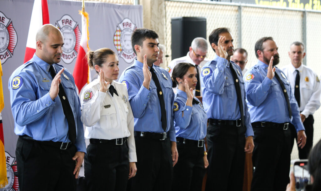 New, seasoned firefighters recognized at Hollywood badge ceremony • The ...